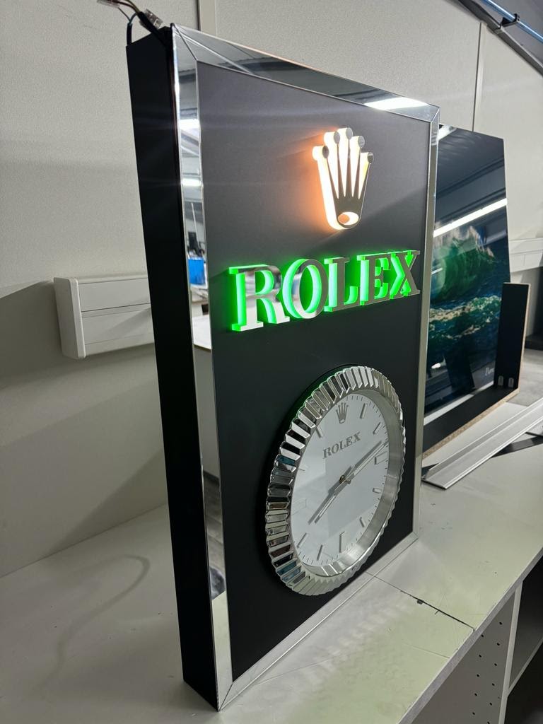 2000s Rolex Geneva official dealer illuminated clock sign – The Sign ...