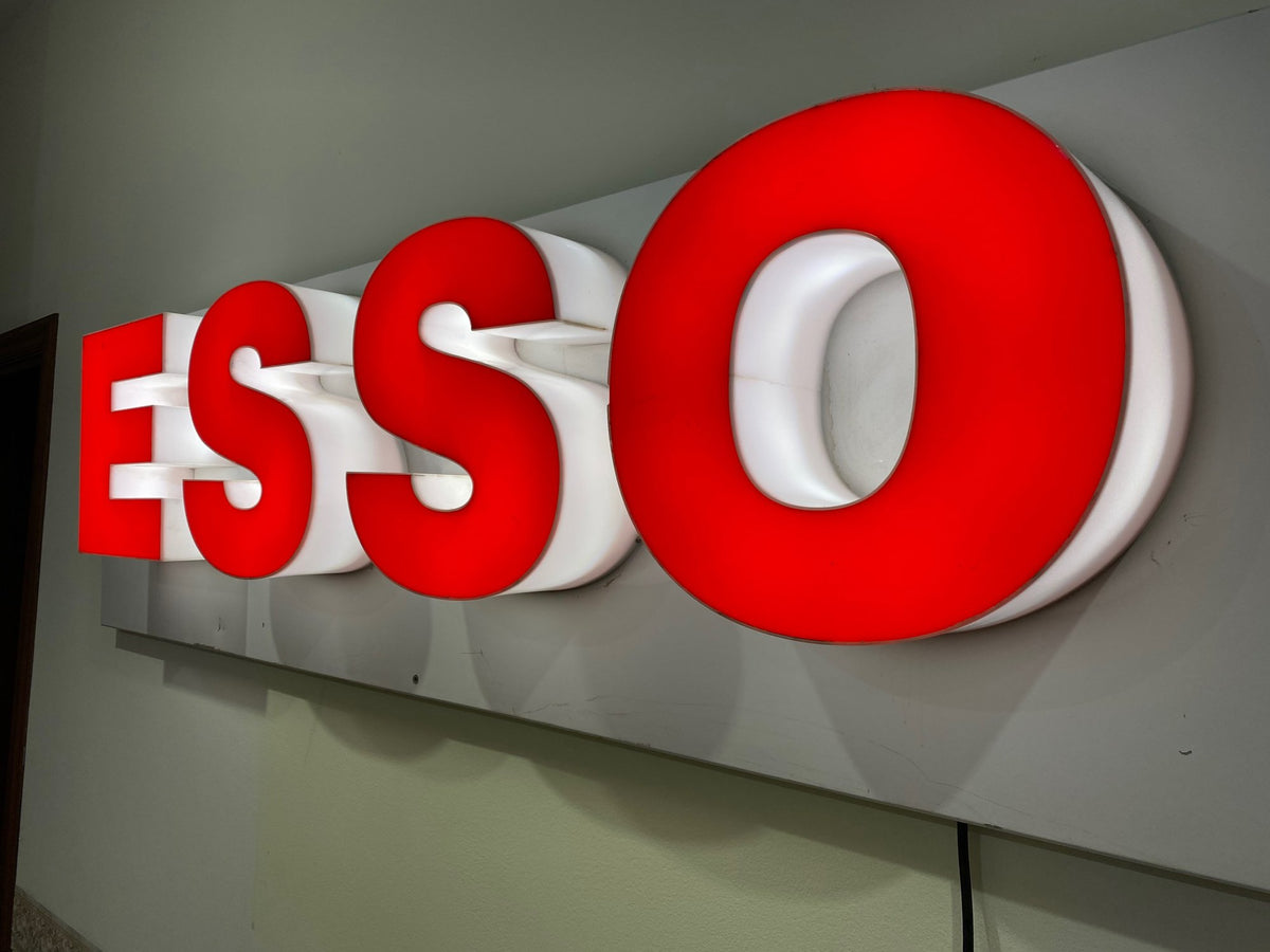 1990s original ESSO sign on original metal plate – The Sign Experience