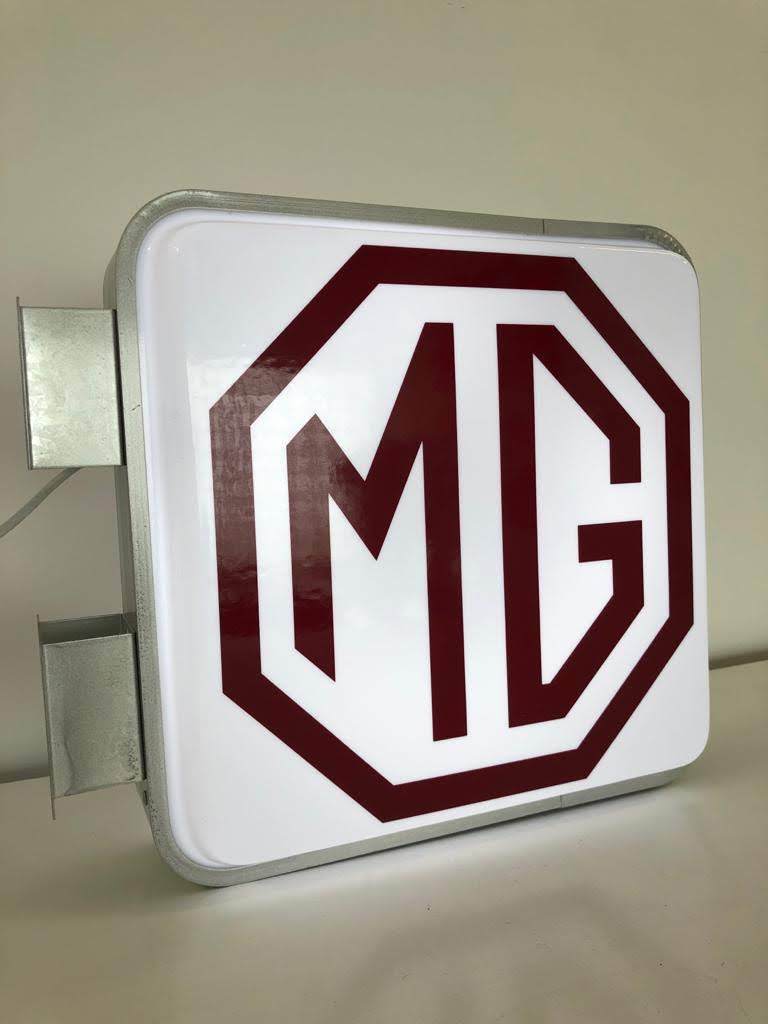 MG Dealership Garage Workshop Classic Car Illuminated Advertising Sign ...