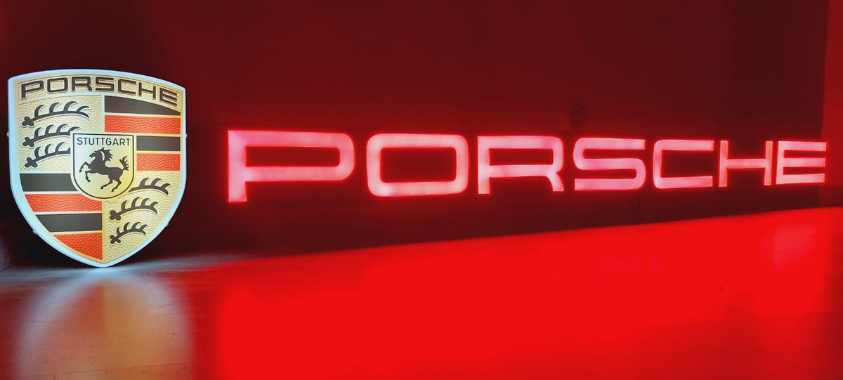 2000s Porsche official dealership LARGE illuminated sign with Porsche ...