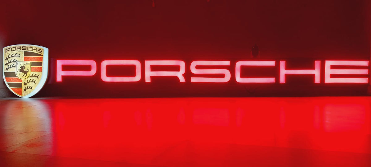 2000s Porsche official dealership LARGE illuminated sign with Porsche ...